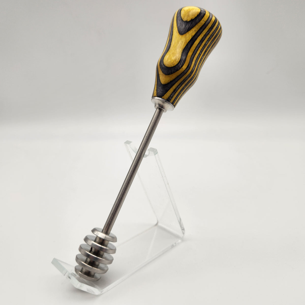 Stainless honey dipper in black & yellow Spectraply – Northman Woodworks